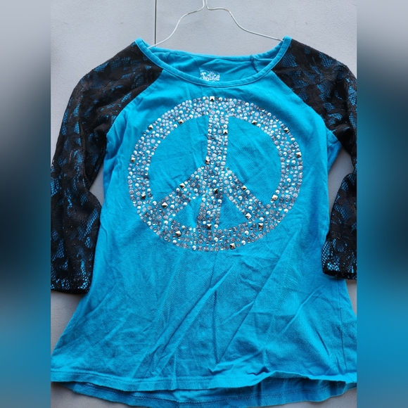 Justice | Shirts & Tops | Justice Blue Peace Tshirt | Poshmark